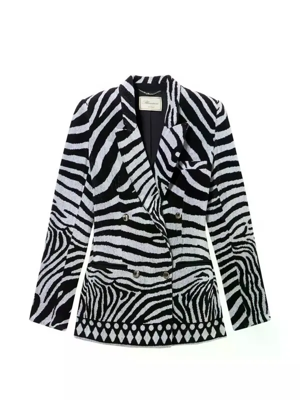 Blumarine Zebra Jacquard Double-breasted Jacket