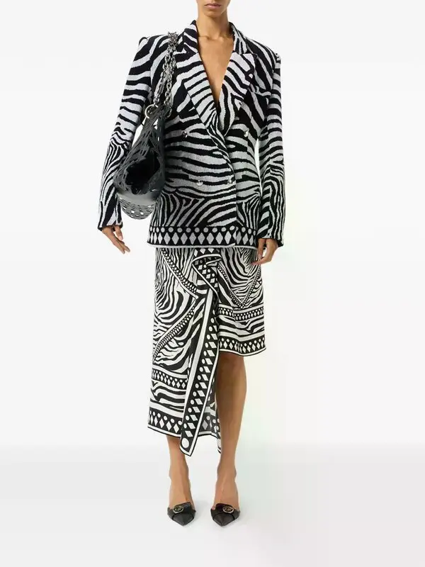 Blumarine Zebra Jacquard Double-breasted Jacket
