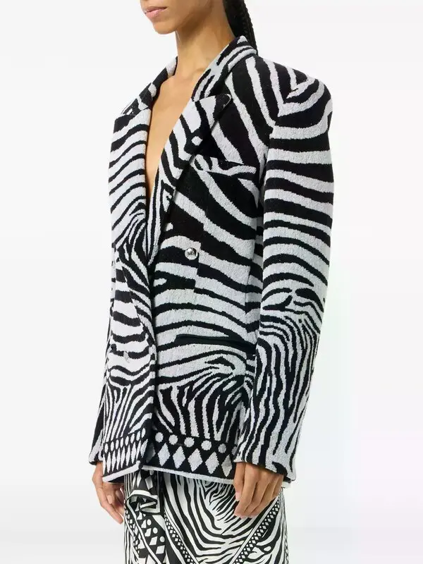 Blumarine Zebra Jacquard Double-breasted Jacket