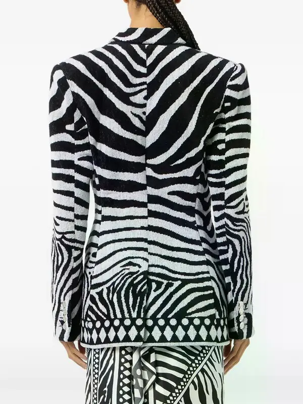 Blumarine Zebra Jacquard Double-breasted Jacket