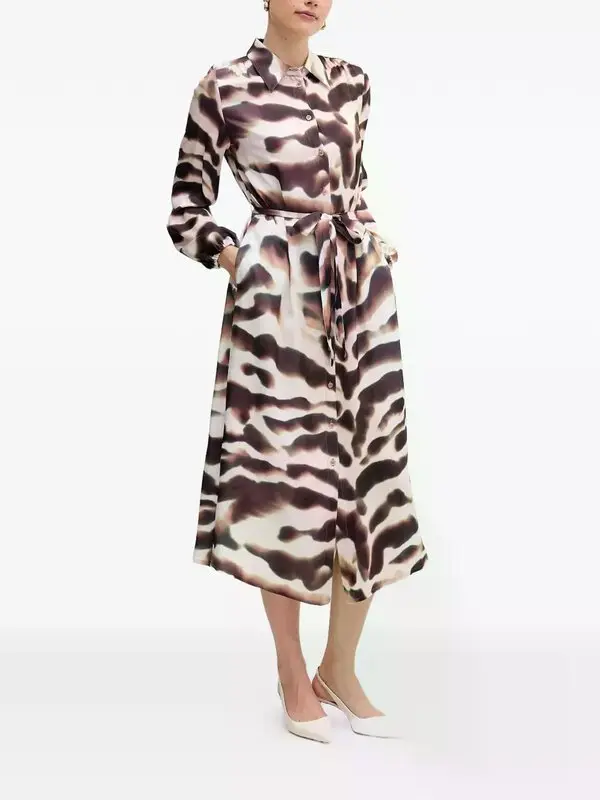 MARC AUREL Tie-dye Belted Midi Shirt Dress
