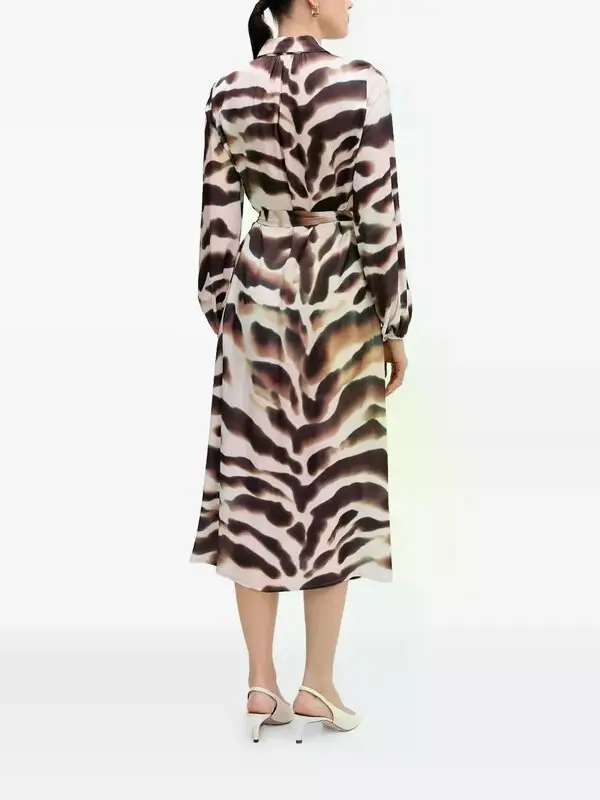 MARC AUREL Tie-dye Belted Midi Shirt Dress