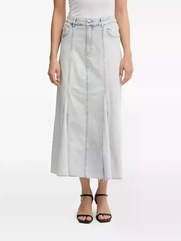 OUI Panelled Midi Skirt With Frayed Hem