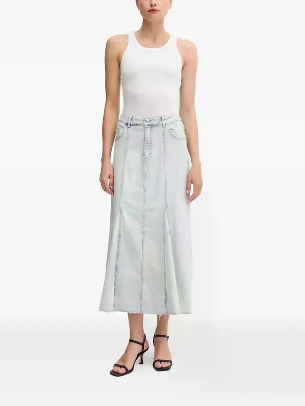 OUI Panelled Midi Skirt With Frayed Hem