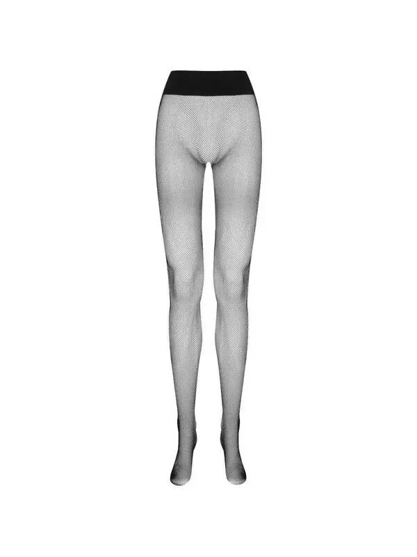 MAISON CLOSE Lurex Seamless Fishnet Tights - Grey