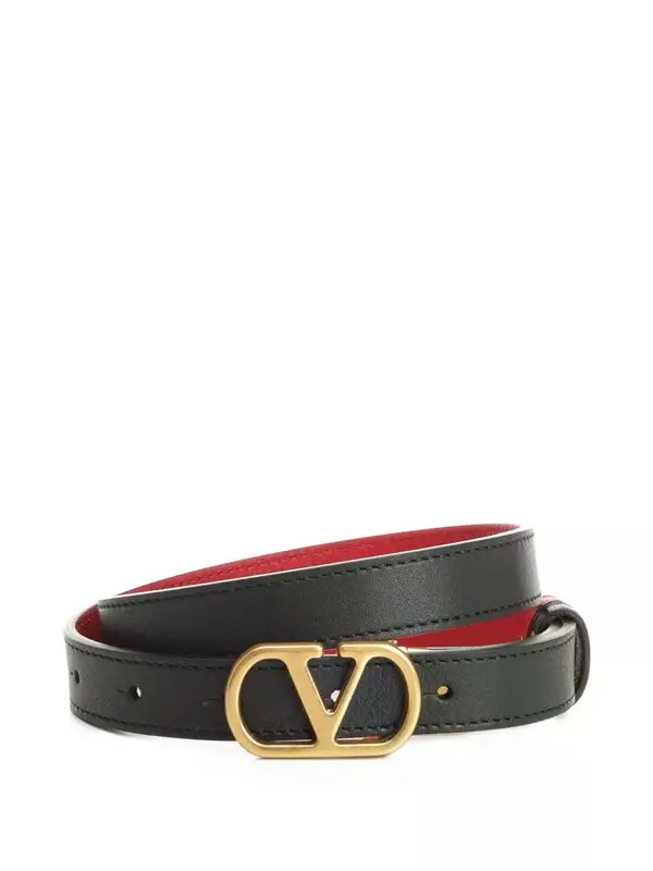 Valentino Garavani Vlogo Signature Reversible Leather Belt - Black