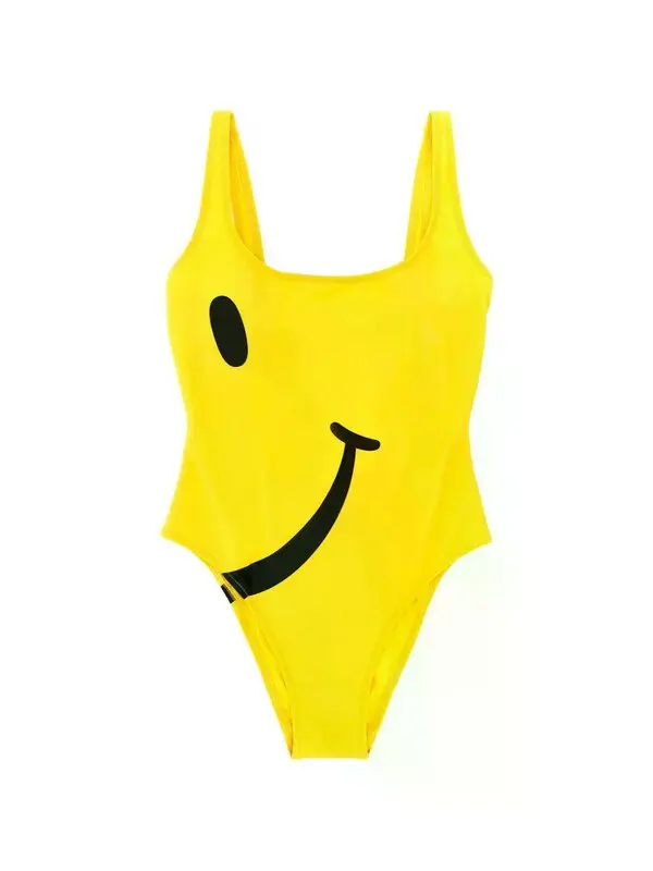 Moschino Smiley-print One-piece Swimsuit - Yellow