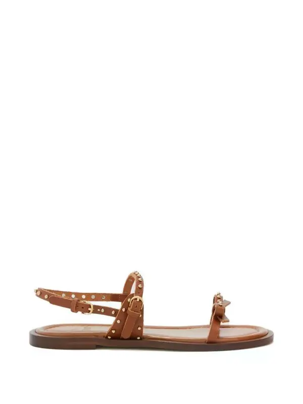 ODISSI Jackie Bow-detail Leather Sandals - Brown