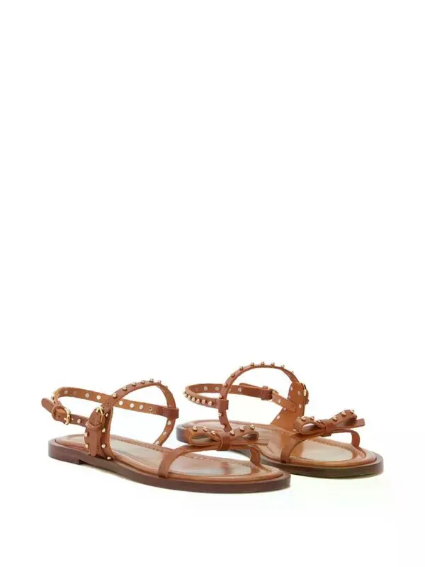 ODISSI Jackie Bow-detail Leather Sandals - Brown