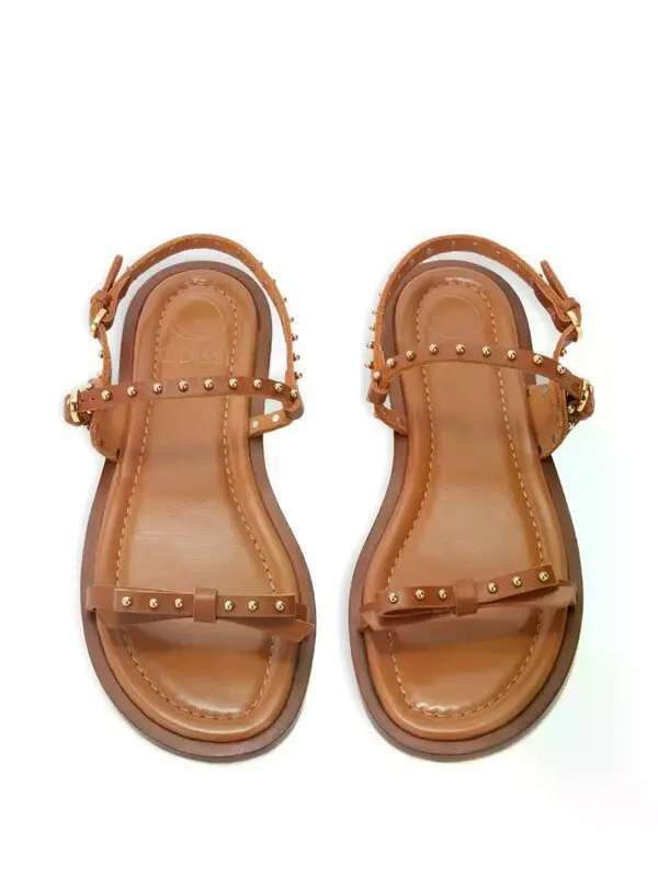 ODISSI Jackie Bow-detail Leather Sandals - Brown