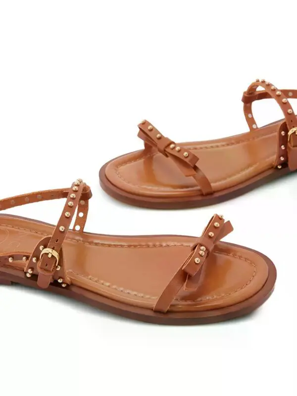 ODISSI Jackie Bow-detail Leather Sandals - Brown