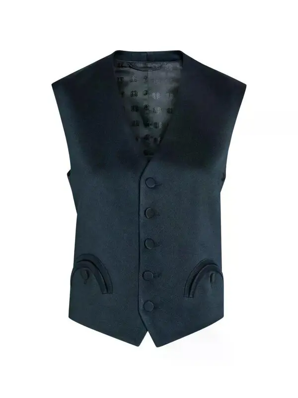BLAZÉ MILANO Buttoned Flap Pocket Vest - Blue