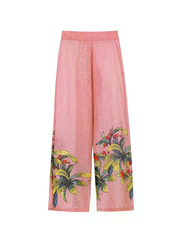 AMIR SLAMA Floral-print Silk Palazzo Pants