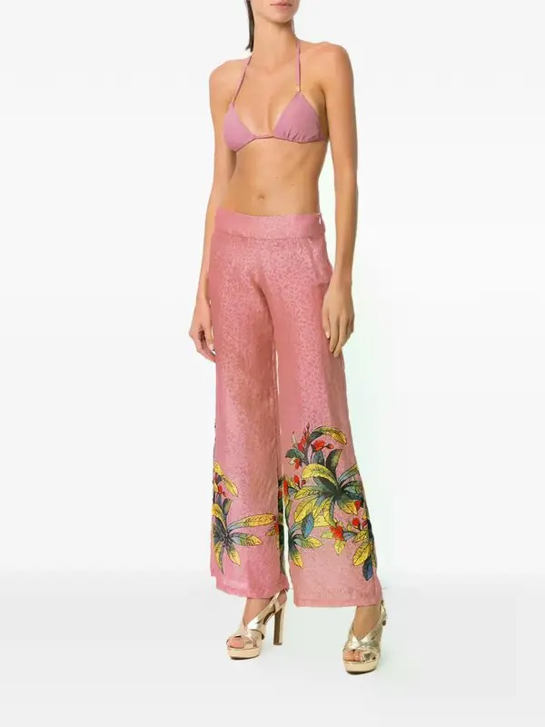 AMIR SLAMA Floral-print Silk Palazzo Pants