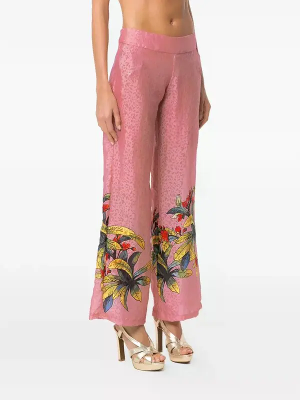 AMIR SLAMA Floral-print Silk Palazzo Pants