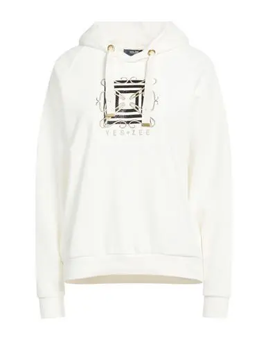 YES ZEE BY ESSENZA Fleece Hoodie With Glittered Logo - White