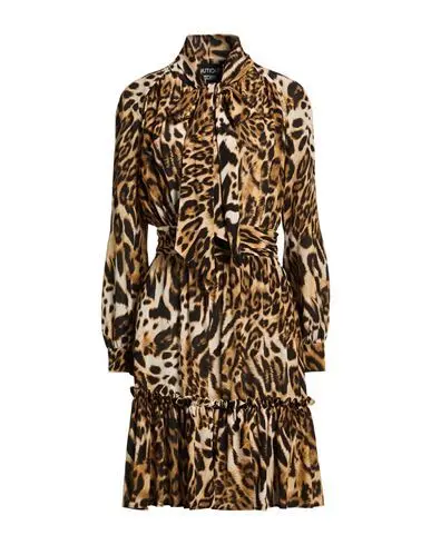 Moschino Mini Leopard-print Silk Dress - Camel