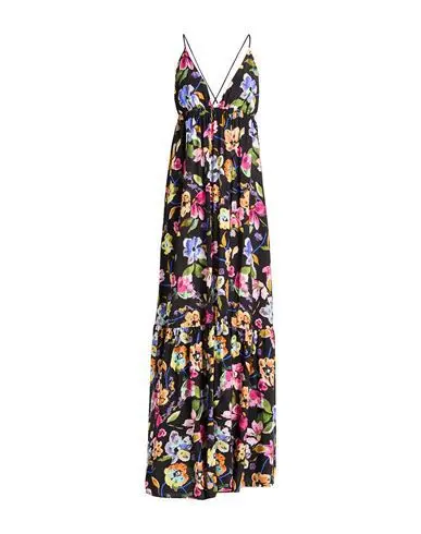 8PM Flared Floral-print Maxi Dress - Black