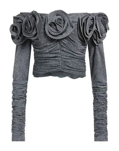BABYLON Knitted Metallic Off-the-shoulder Top
