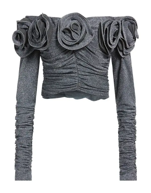 BABYLON Knitted Metallic Off-the-shoulder Top