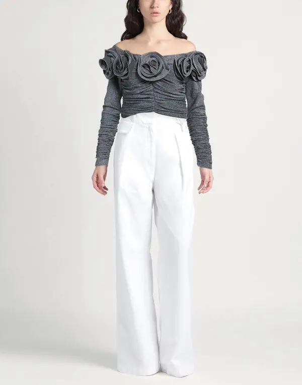 BABYLON Knitted Metallic Off-the-shoulder Top