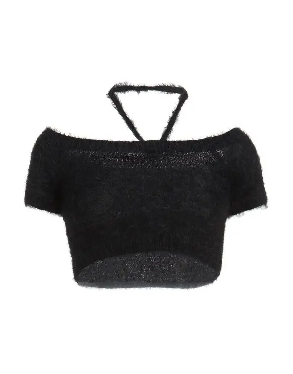 REBEL QUEEN BY LIU •JO Knit Crop Top - Black