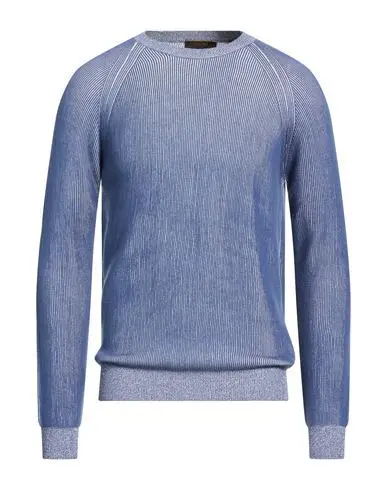 MOORER Cotton Ribbed Knit Crewneck Sweater - Navy