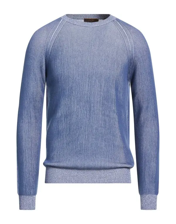 MOORER Cotton Ribbed Knit Crewneck Sweater - Navy