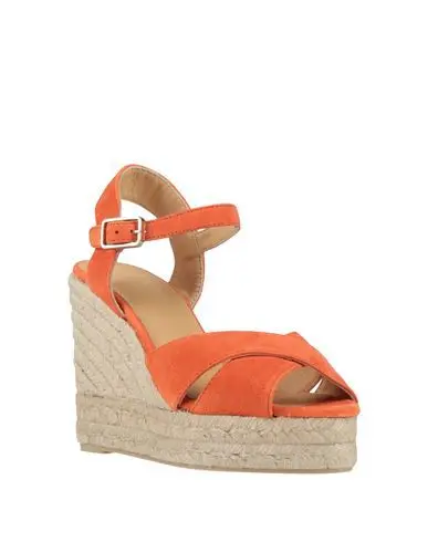 CastaÑer Suede Wedge Espadrille Sandals - Orange