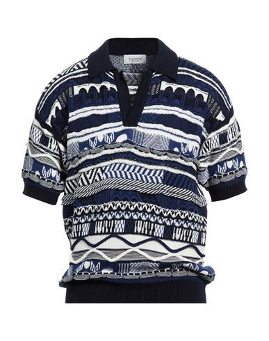 LANEUS Jacquard-knit V-neck Top - Blue