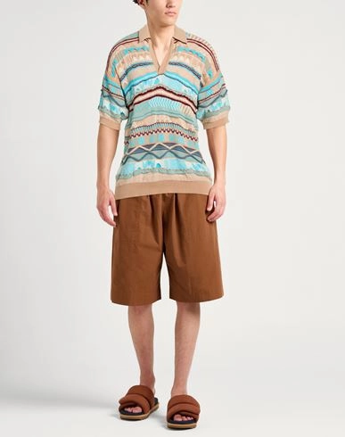 LANEUS Jacquard-knit V-neck Short-sleeve Sweater