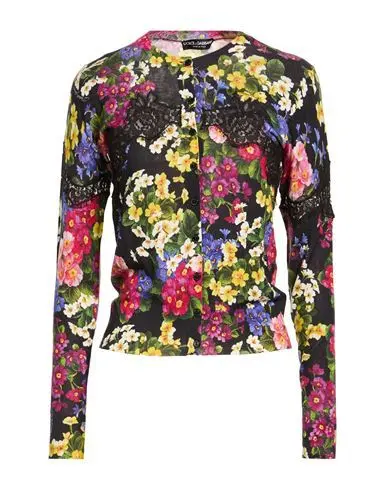 Dolce & Gabbana Cardigan In Cashmere, Cotton, Silk, And Polyamide - Black