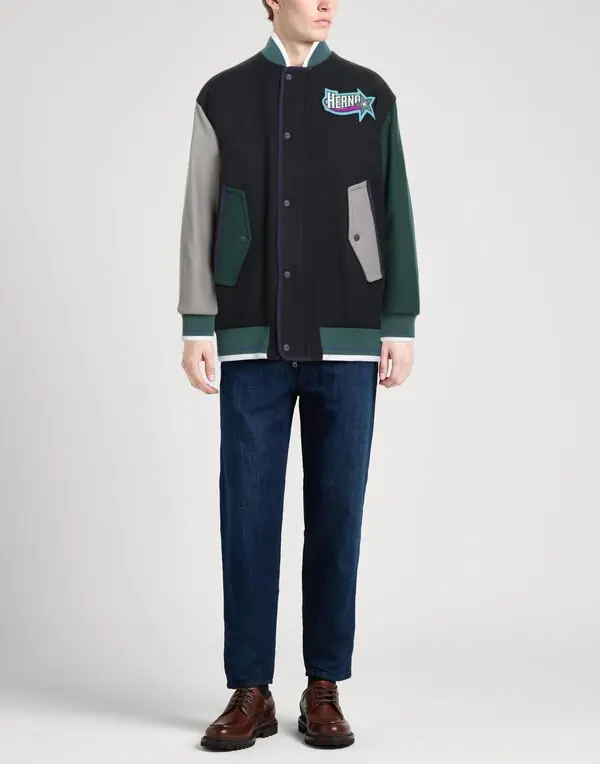 Herno Jacket In Virgin Wool And Polyamide - Blue