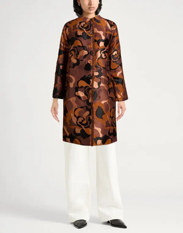 Malìparmi Single-breasted Floral Print Jacquard Coat