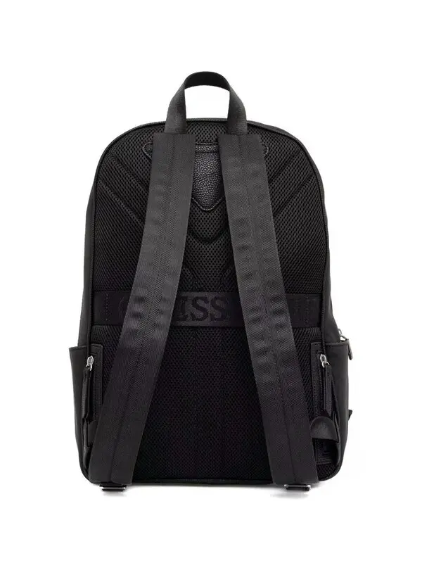 Guess Logo-plaque Zipped Backpack - Black