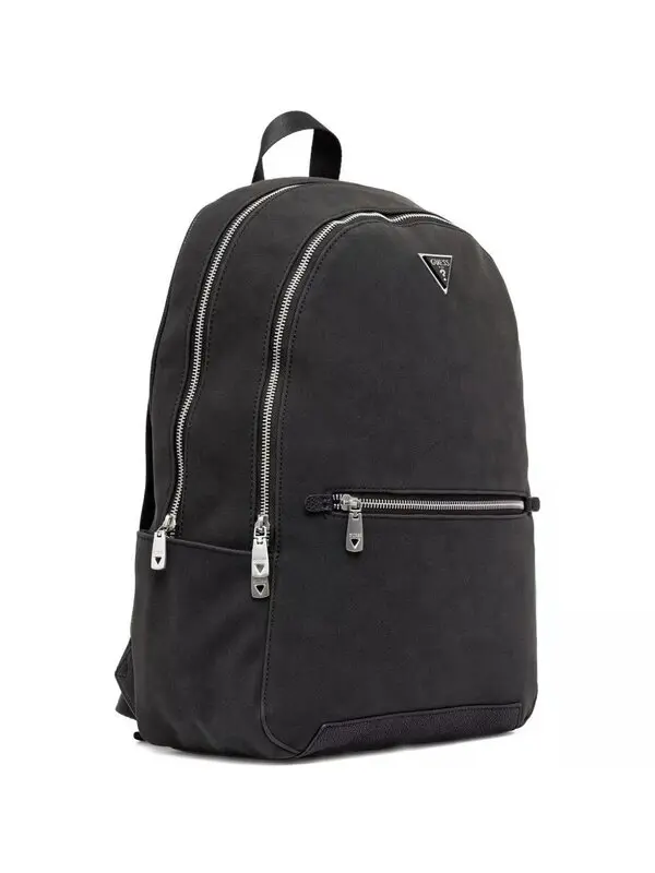 Guess Logo-plaque Zipped Backpack - Black