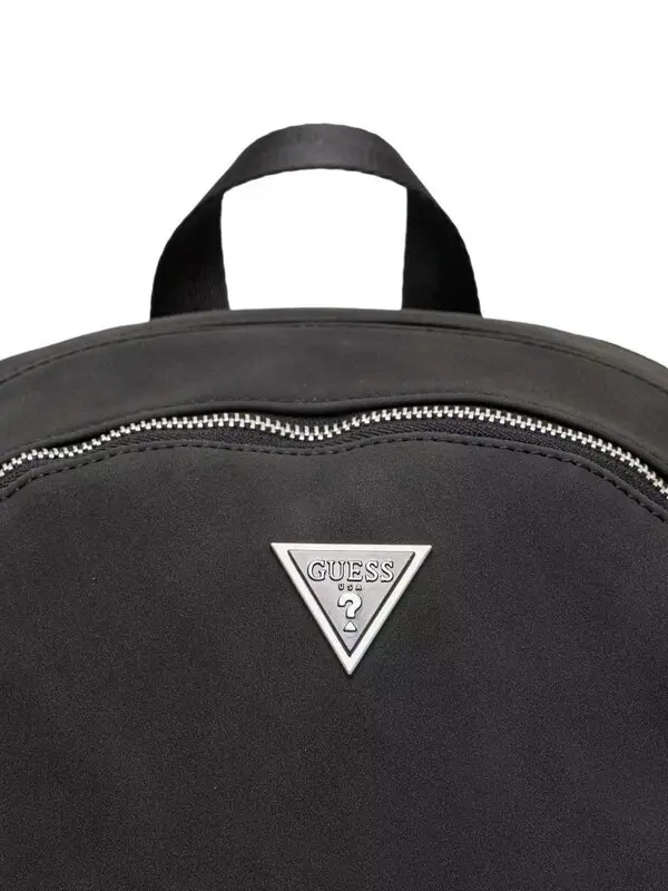 Guess Logo-plaque Zipped Backpack - Black