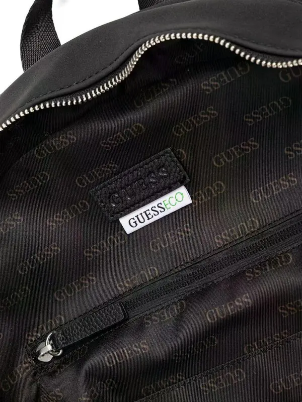 Guess Logo-plaque Zipped Backpack - Black