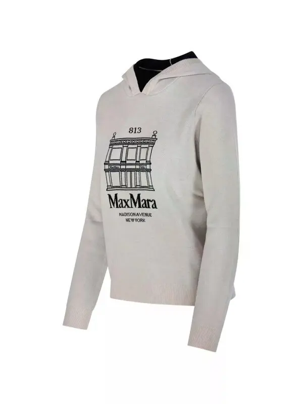 Max Mara Hooded Graphic Print Sweater