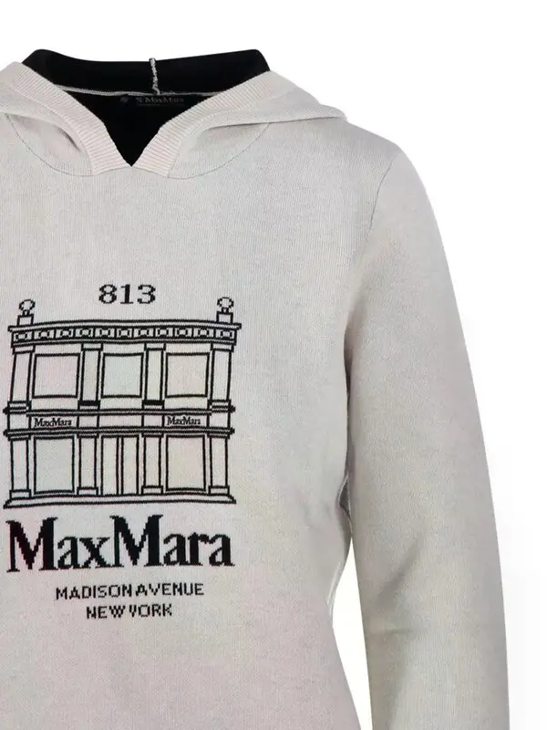 Max Mara Hooded Graphic Print Sweater