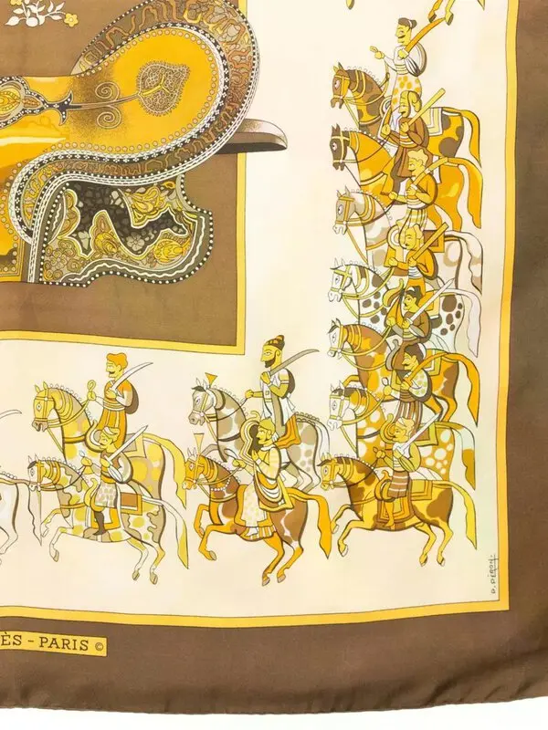 Hermès 1980s Horse-print Scarf