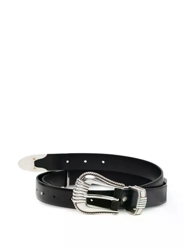 Toga Silver-tone Buckle Leather Belt - Black