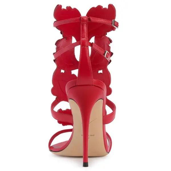 GIUSEPPE ZANOTTI Leather Sandals With Cruel Metalware - Red