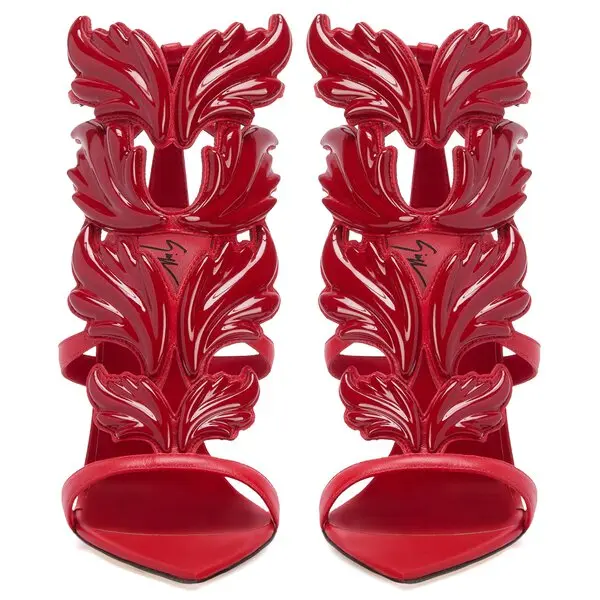 GIUSEPPE ZANOTTI Leather Sandals With Cruel Metalware - Red