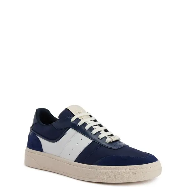 GIUSEPPE ZANOTTI Velour And Leather Low-top Sneakers - Blue