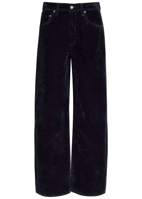 AGOLDE Low Curve Barrel-leg Velvet Jeans - Navy