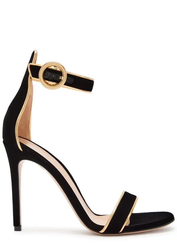 GIANVITO ROSSI 105 Metallic-trim Velvet Sandals