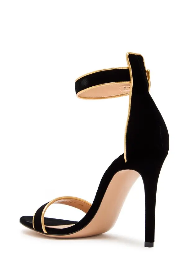 GIANVITO ROSSI 105 Metallic-trim Velvet Sandals
