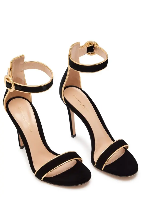 GIANVITO ROSSI 105 Metallic-trim Velvet Sandals