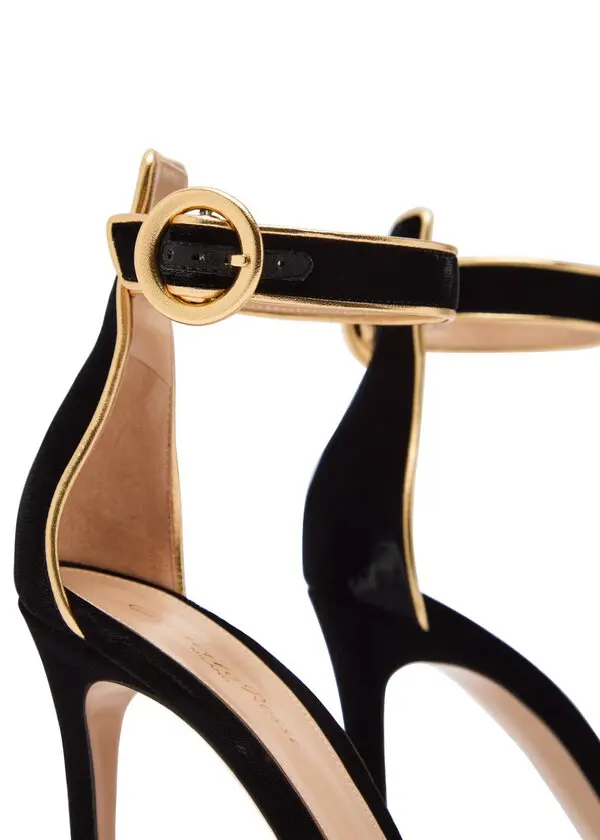 GIANVITO ROSSI 105 Metallic-trim Velvet Sandals